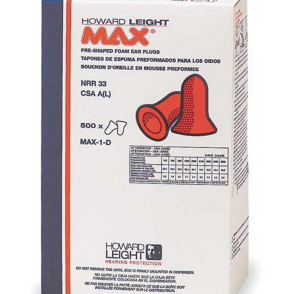 Howard Leight 3301165 MAX-1-D Earplug Refill for LS-500 NRR 33dB, 500pr ...