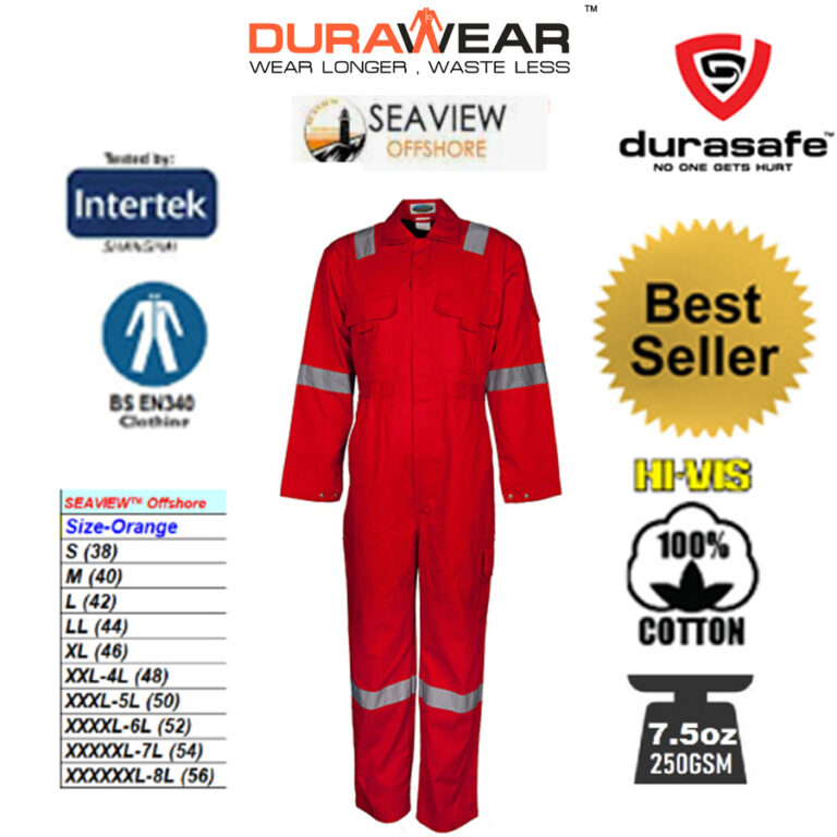 SEAVIEW™ Offshore 100% Cotton Zip Red Coverall - Durasafe Shop