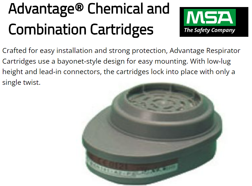 MSA 815357 GMC Combination Acidic Gases Cartridge for Advantage X 2 ...