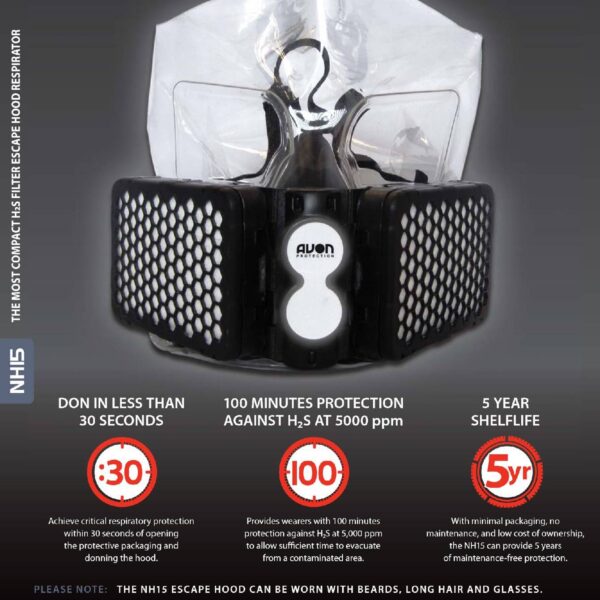AVON NH15 H2S Filter Emergency Escape Hood Respirator - Durasafe Shop