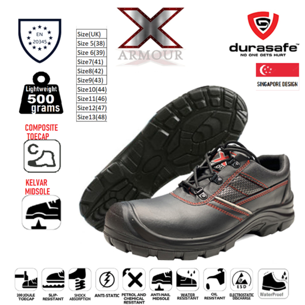ARMOUR X S3 SRC Composite Toe Cap Safety Shoe Kevlar Midsole Black Size ...