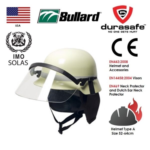 BULLARD H1500 Fireman Helmet with Visor and Neck protector - Durasafe Shop