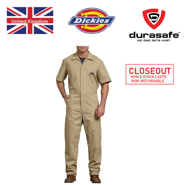 Dickies 33999 Short Sleeve Coveralls, Khaki - Durasafe Shop