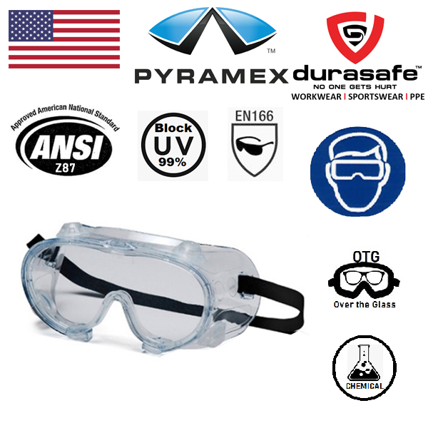 PYRAMEX G204T Chemical Goggles - Clear Lens, Indirect Vent - Durasafe Shop