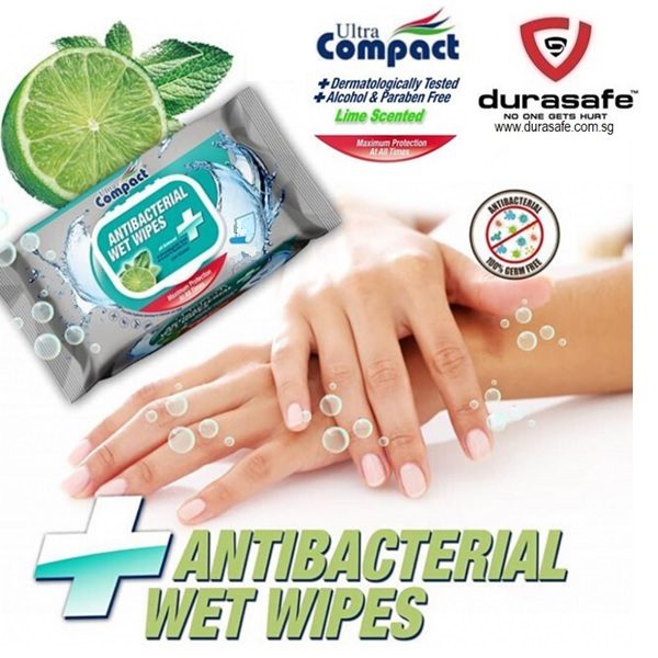 ULTRA COMPACT Antibacterial Wet Wipes, 15 pcs in Pack - Durasafe Shop