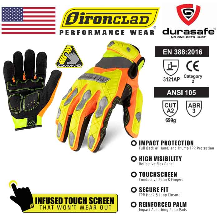 IRONCLAD IEX-MIGR5 COMMAND Impact Cut A6 Glove, Size M-XL - Durasafe Shop