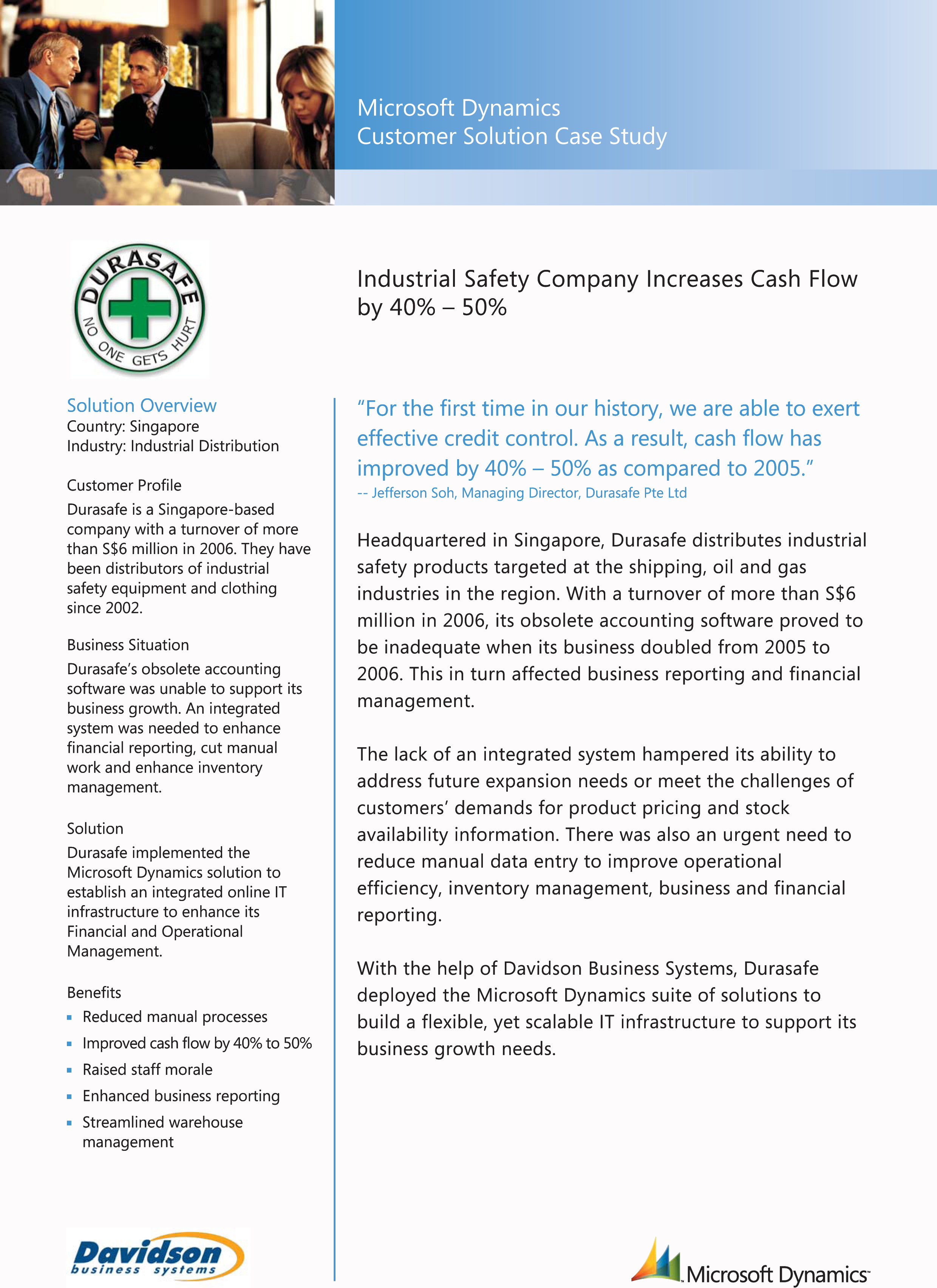 Durasafe case study Microsoft Dynamics 2007 - Durasafe Shop