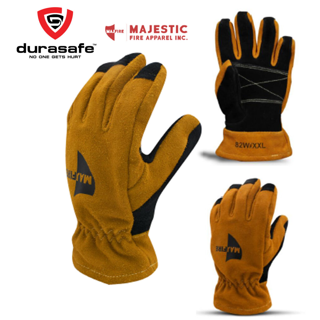 MAJESTIC MFA82 Structural NFPA Firefighting Cow Leather Gauntlet Glove ...