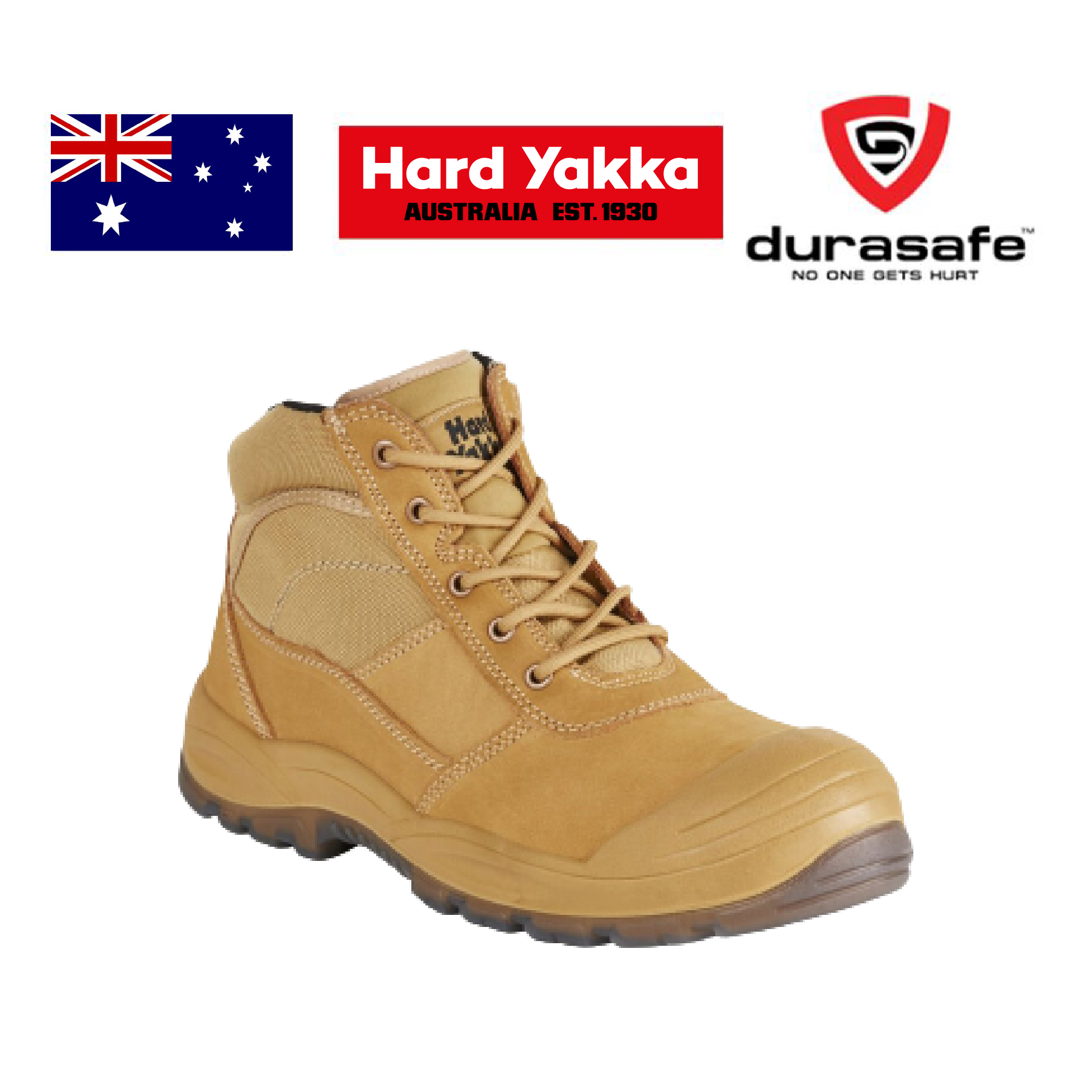 HARD YAKKA Y60120 Utility Zip Sided Steel Toe Safety Boot Wheat ...
