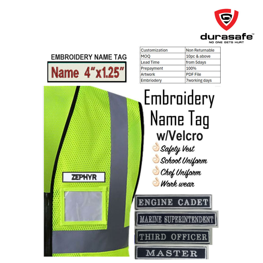 Embroidery Tag for Name or Rank with Velcro - Durasafe Shop